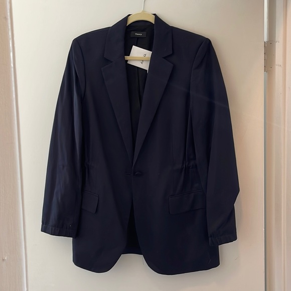 Theory | Jackets & Coats | Nwt Theory Drape Jacket In Navy Liquid Twill | Poshmark